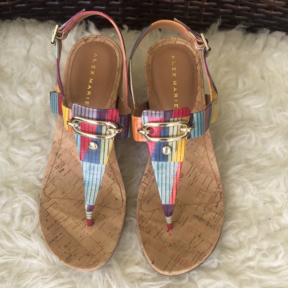 Alex Marie | Shoes | Alex Marie Multicolored Burdette Thong Espadrille Wedge Sandals | Poshmark